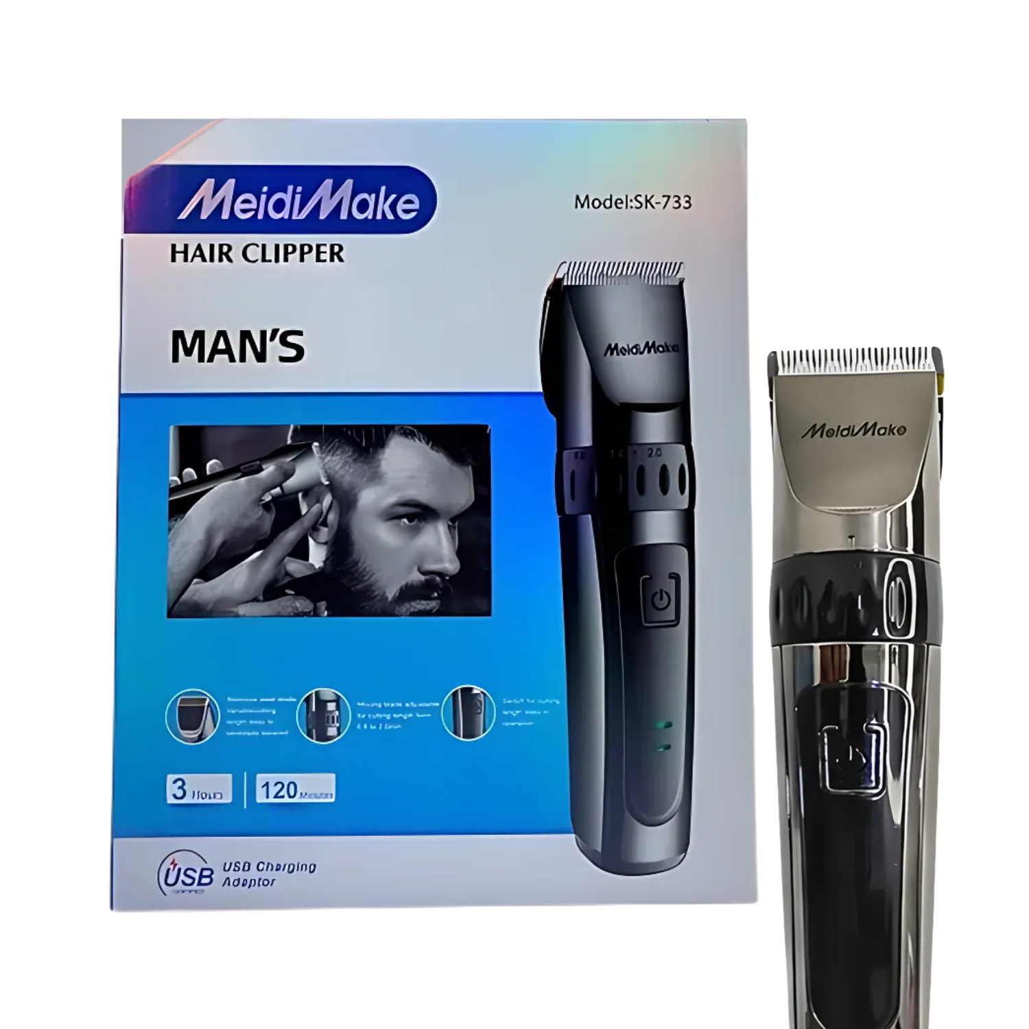 Cortadora de Pelo y Barba Meidi Make SK-733 Color Plata – LifeMax*